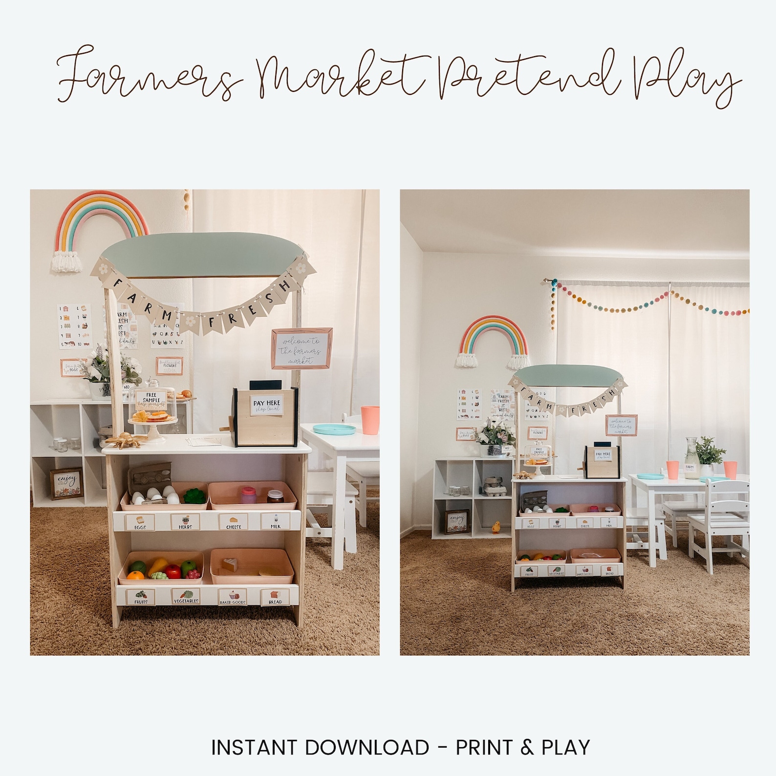 Farmers Market Pretend Play Printable, Farmer's Market Set, Farmers ...