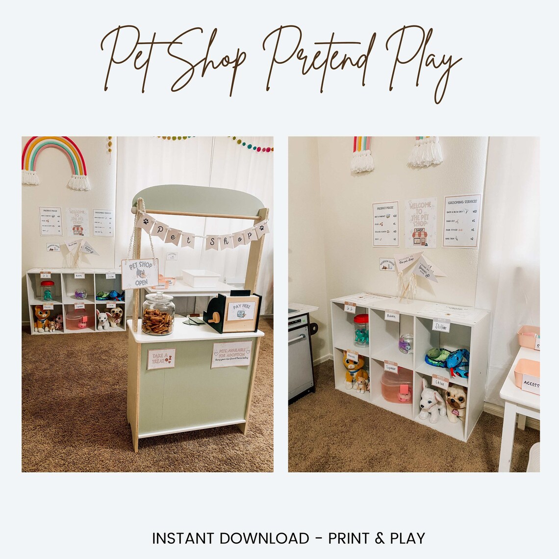 Pet Shop Pretend Play Printable, Pretend Pet Shop Set, Pet Adoption ...