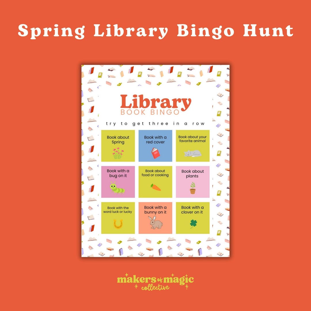 Spring Library Book Hunt Bingo Activity for Kids and Homeschool - Etsy