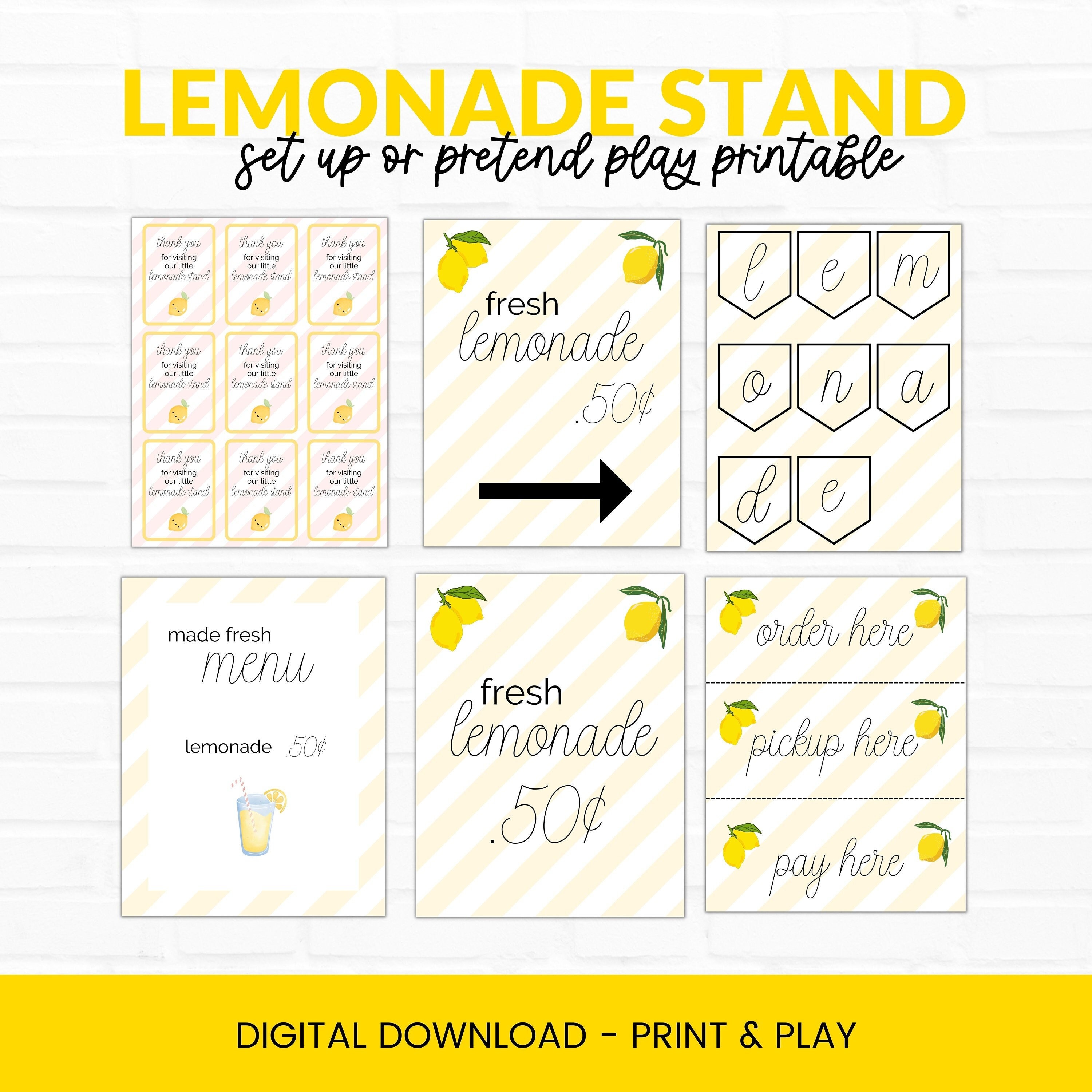 Lemonade Stand, Printable Lemonade Set Up, Lemonade Pretend Play - Etsy