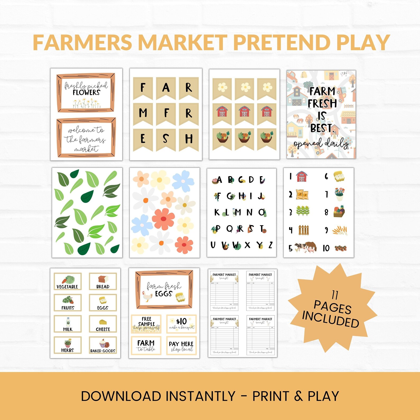 Farmers Market Pretend Play Printable, Farmer's Market Set, Farmers ...