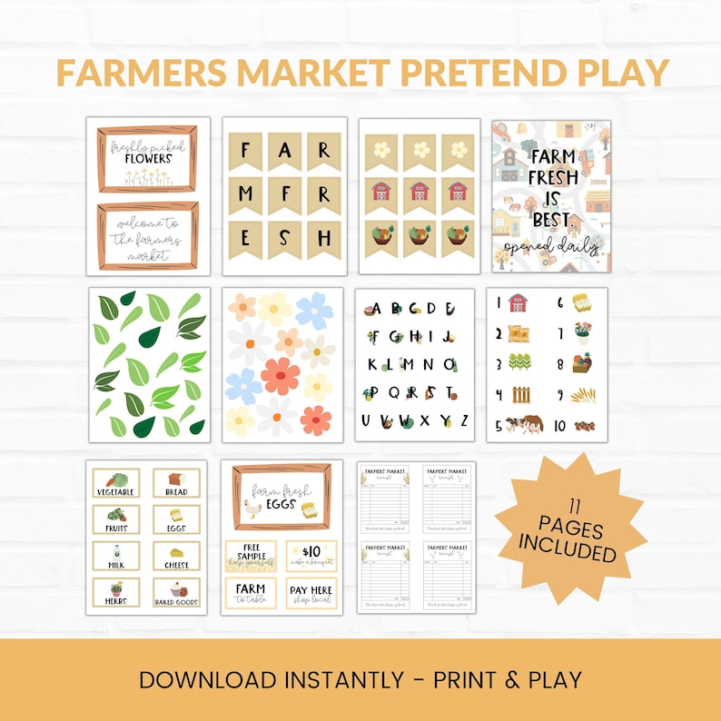 Farmers Market Pretend Play Printable, Farmer's Market Set, Farmers ...