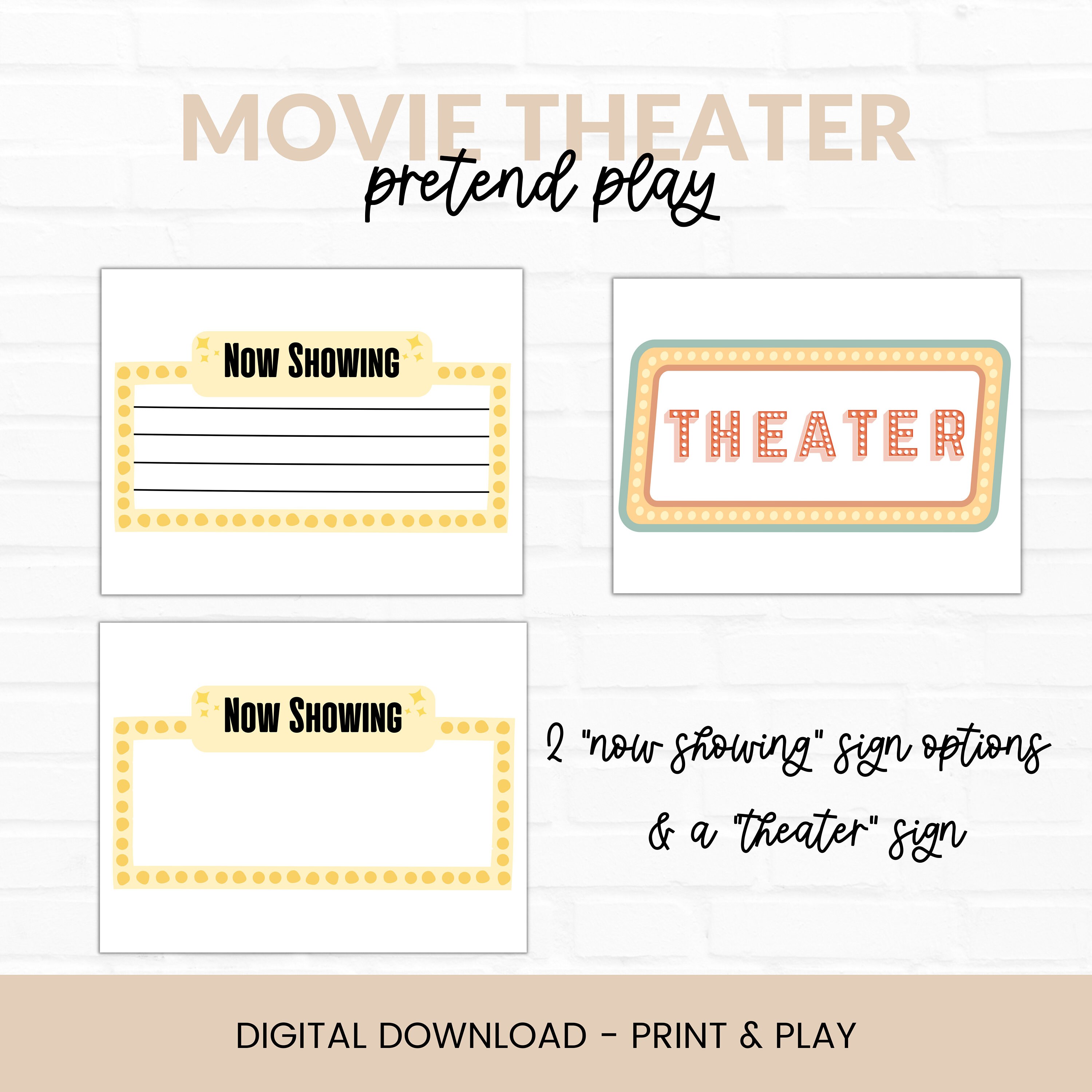 Kid's Movie Theater Pretend Play, Movie Theater Dramatic Play Set Up ...