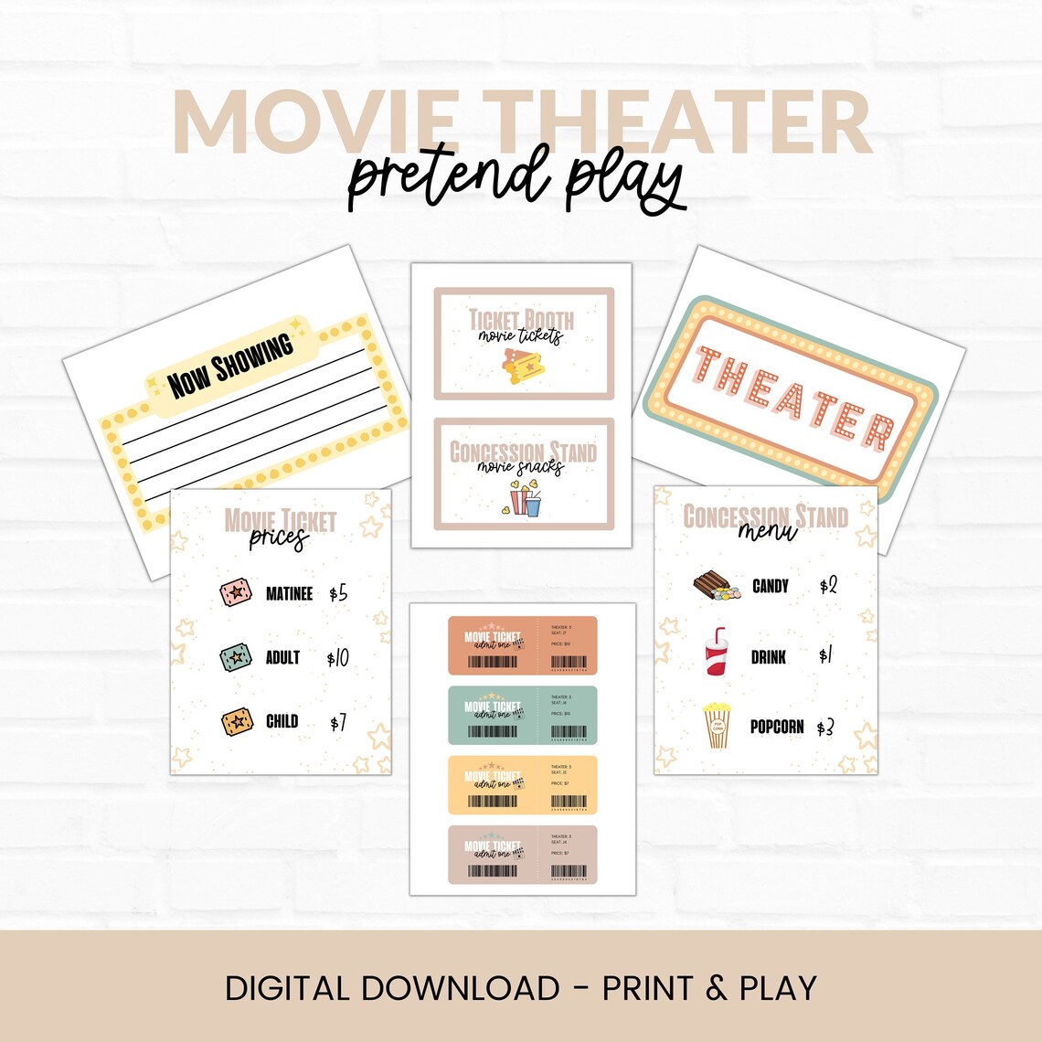 Kid's Movie Theater Pretend Play, Movie Theater Dramatic Play Set Up ...