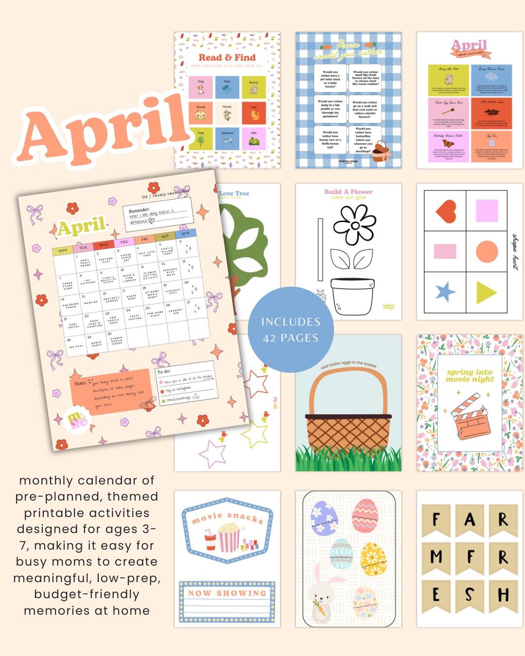 April Activity Pack, 26 Pre-planned, Themed Activities, Spring ...
