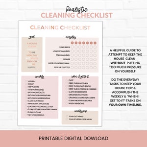 Realistic Cleaning Checklist for Moms, Mom Cleaning Schedule, Simple ...