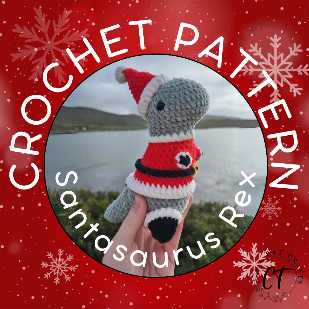 PATTERN - Santa Dinosaur, Santa-saurus Rex, Santa Dino, PDF Digital ...