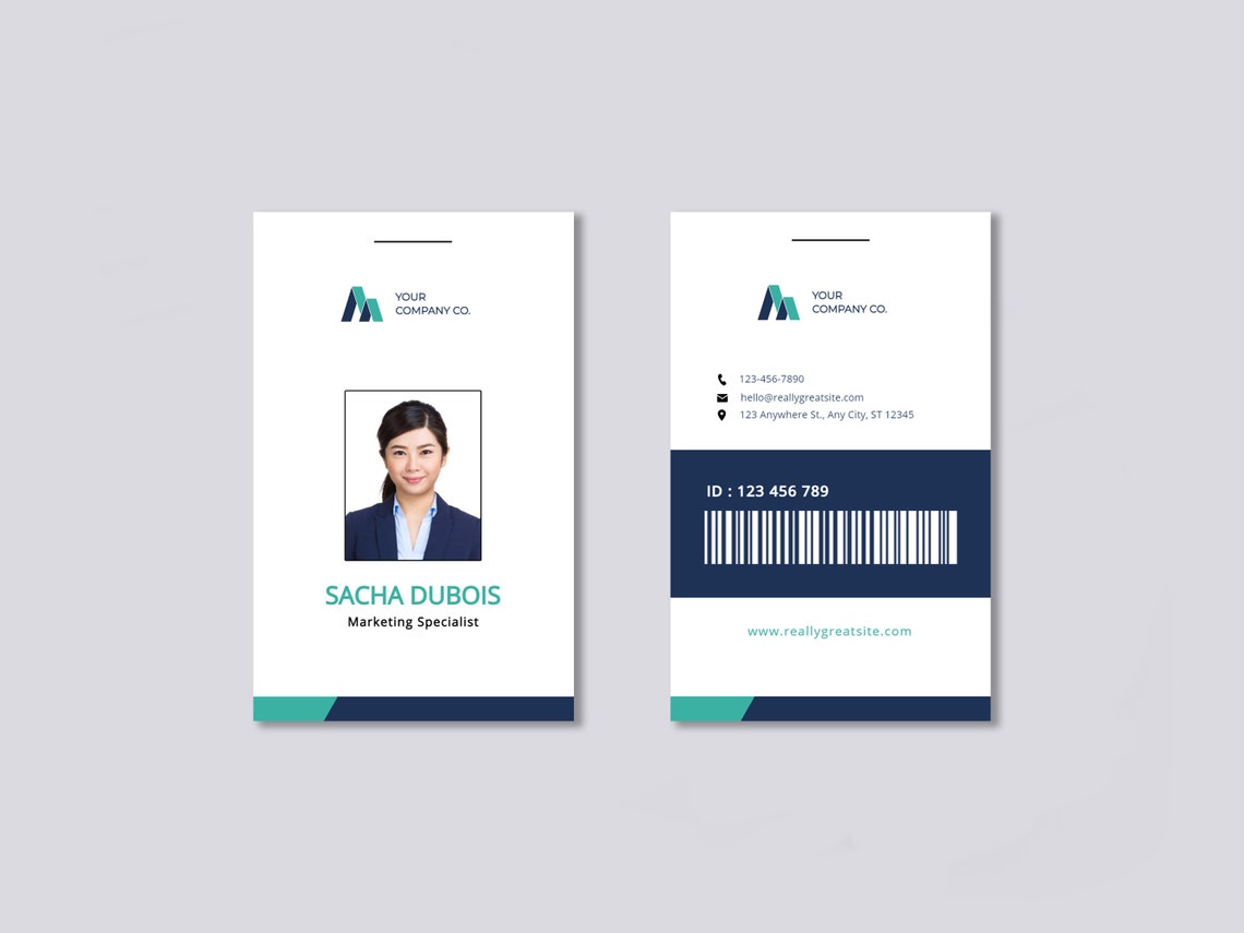 Barcode Staff ID Card, Editable Photo ID Card Template, Employee Id ...