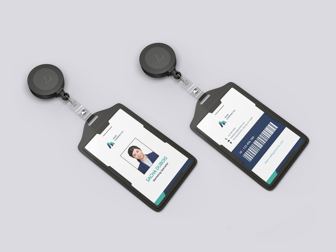 Barcode Staff ID Card, Editable Photo ID Card Template, Employee Id ...