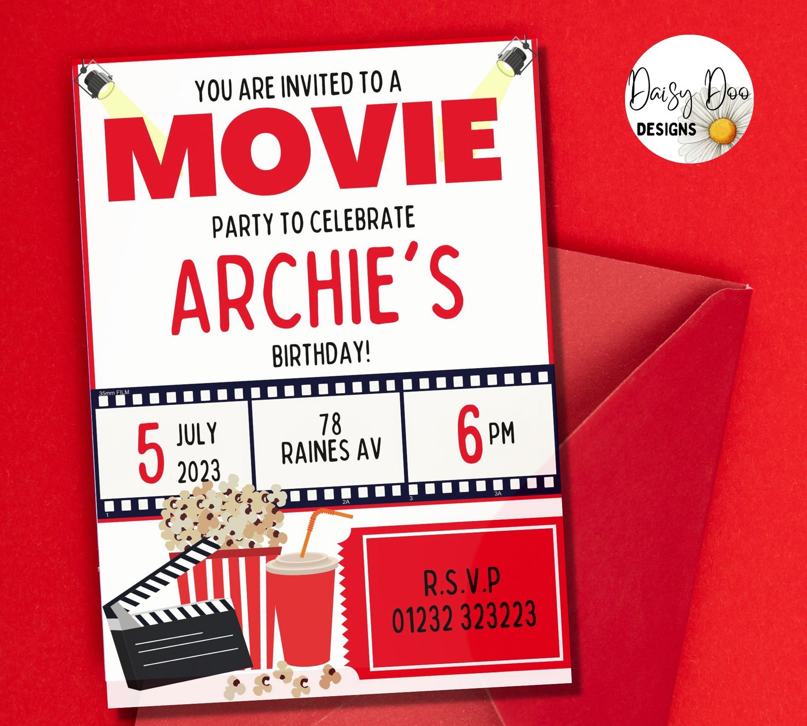 Movie Night Birthday Invitation Movie Birthday Invitation - Etsy