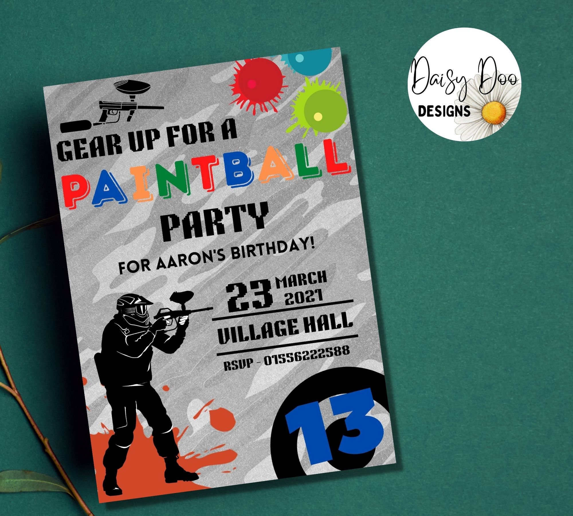 Paintball Party Invitation Paintball Invitation Printable, Paintball ...