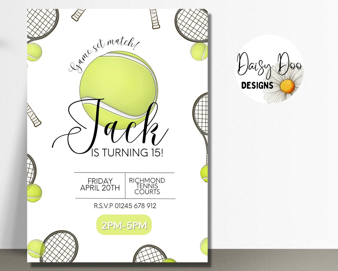 Tennis Party Invitation, Tennis Party Invite, Tennis Birthday ...