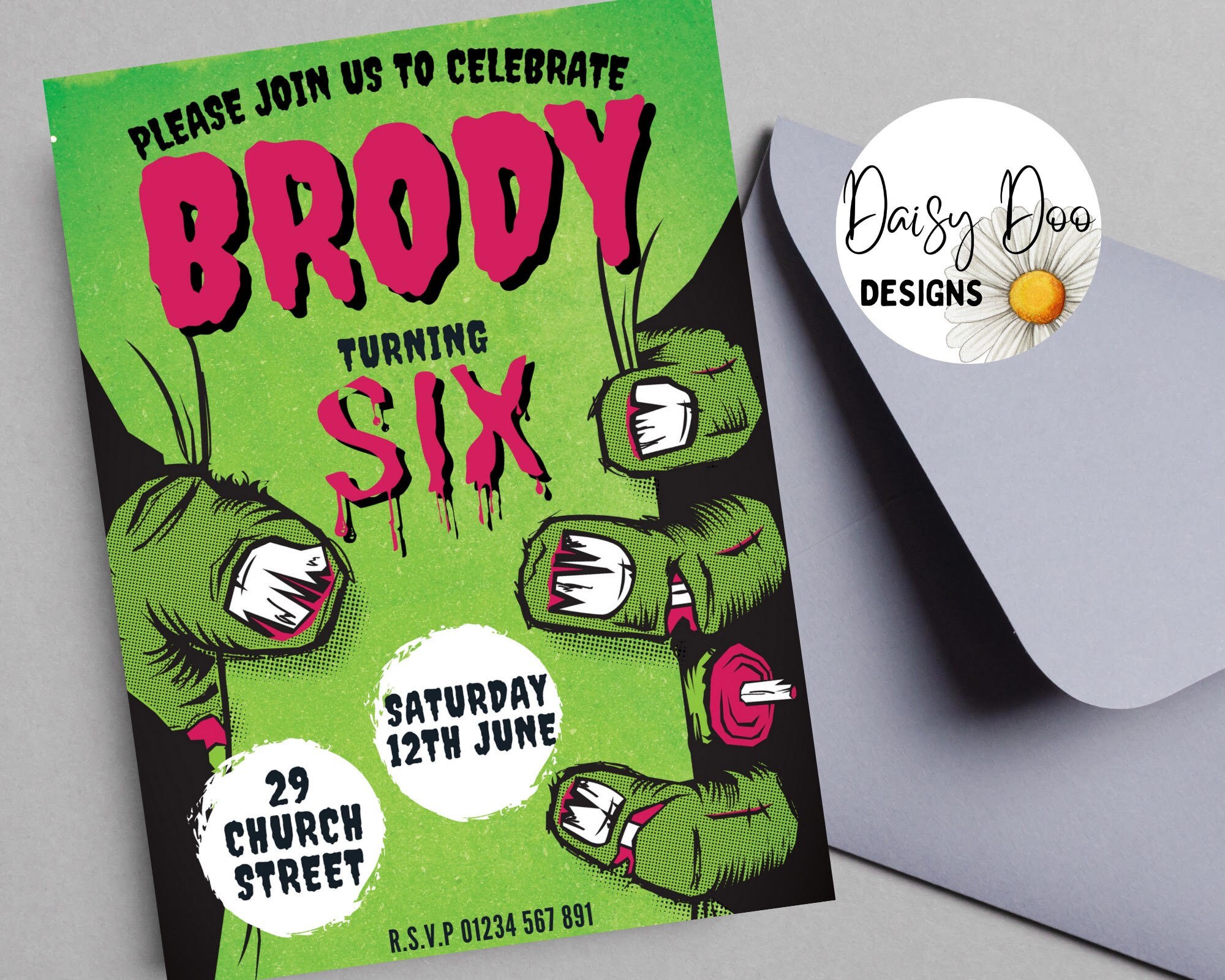 Zombie Birthday Invitation, Zombie Party Supplies, Zombie Theme ...