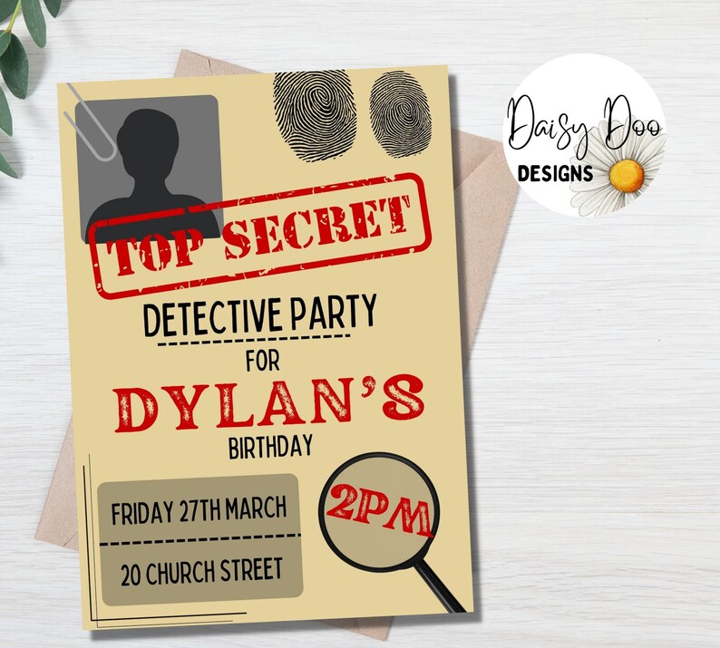 Detective Party Invitation Detective Party Invite, Spy Birthday ...