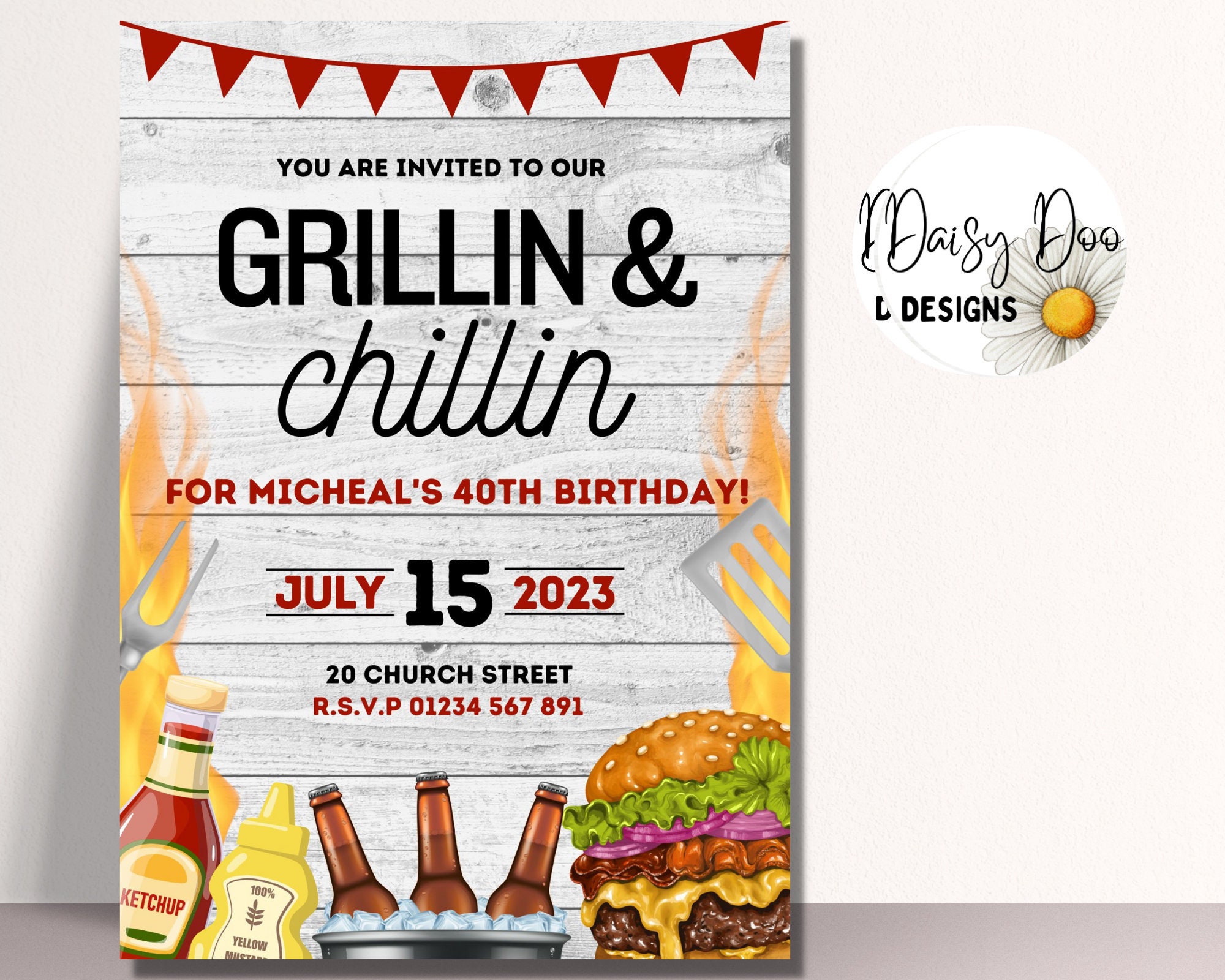 Grillin and Chillin Invitation, Barbecue Invitation, Barbecue Party ...