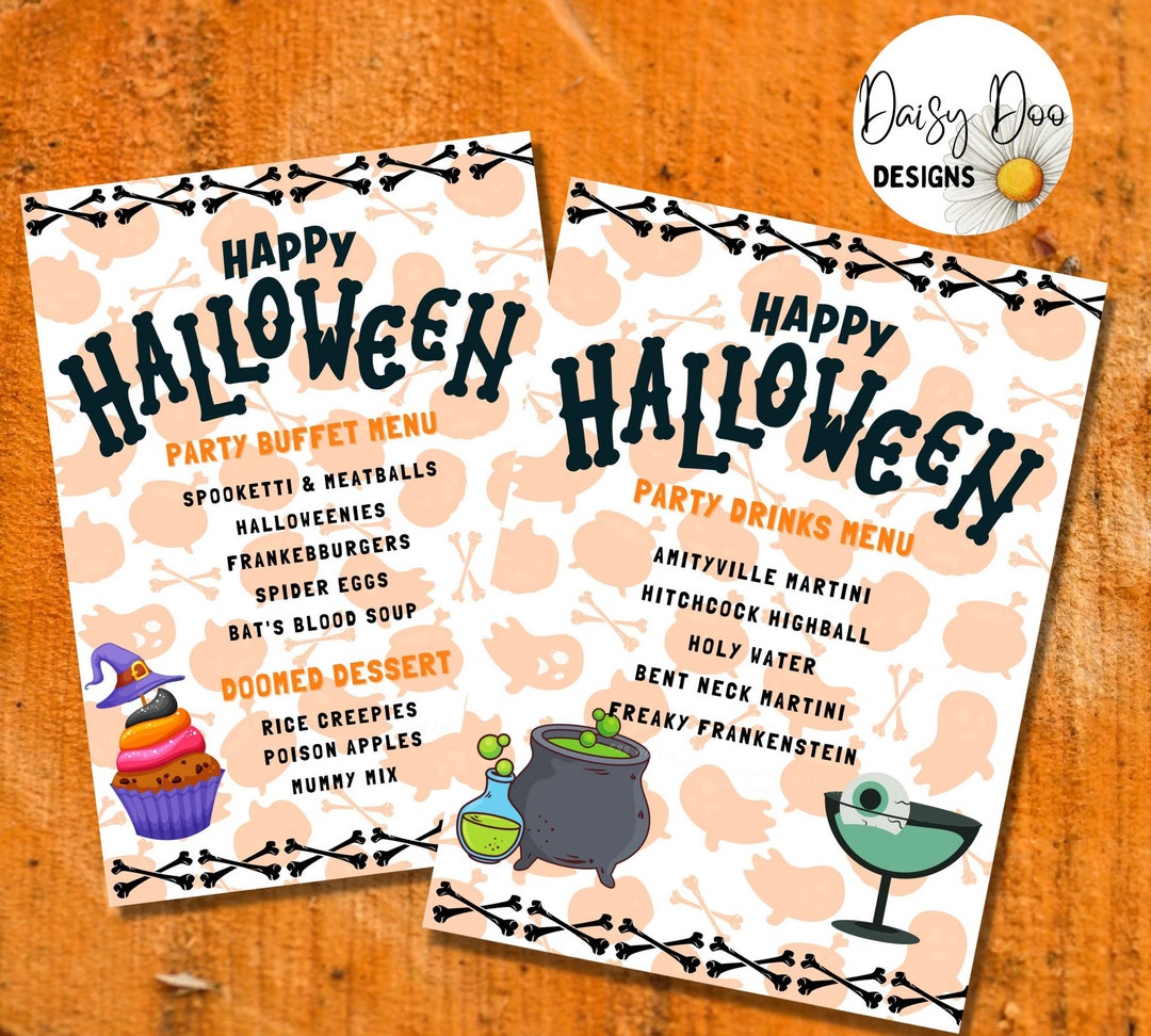 Halloween Menu Editable Halloween Menu, Halloween Food Sign, Halloween ...