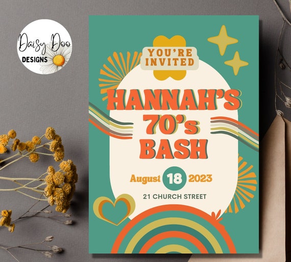 70's Birthday Invitation 70's Theme Party 70's - Etsy