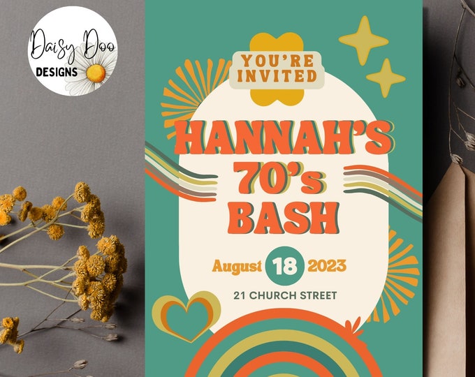 70's Birthday Invitation 70's Theme Party, 70's Birthday Invite, 70's ...