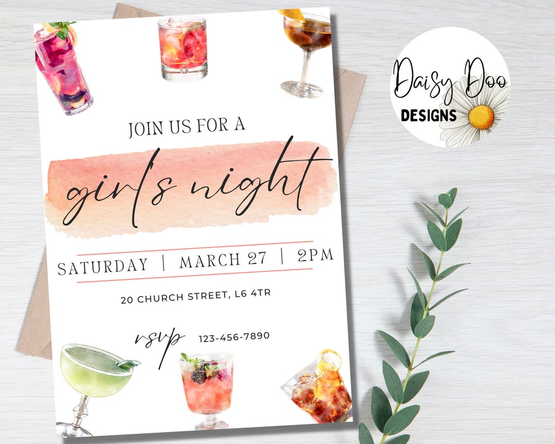 Girls Night Invitation Girls Night Invite Girl Party Invitation