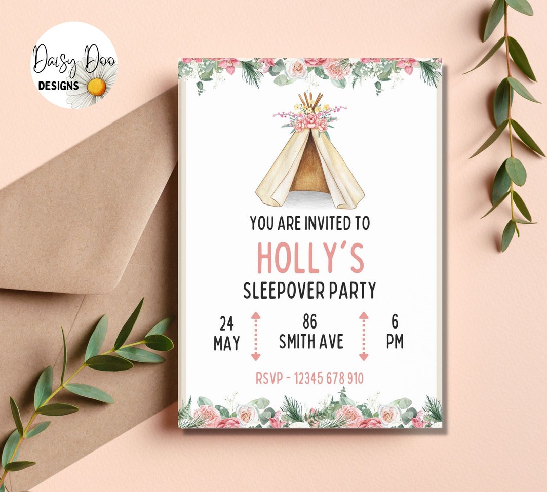 Sleepover Party Invitation Sleepover Party, Sleepover Invitation ...