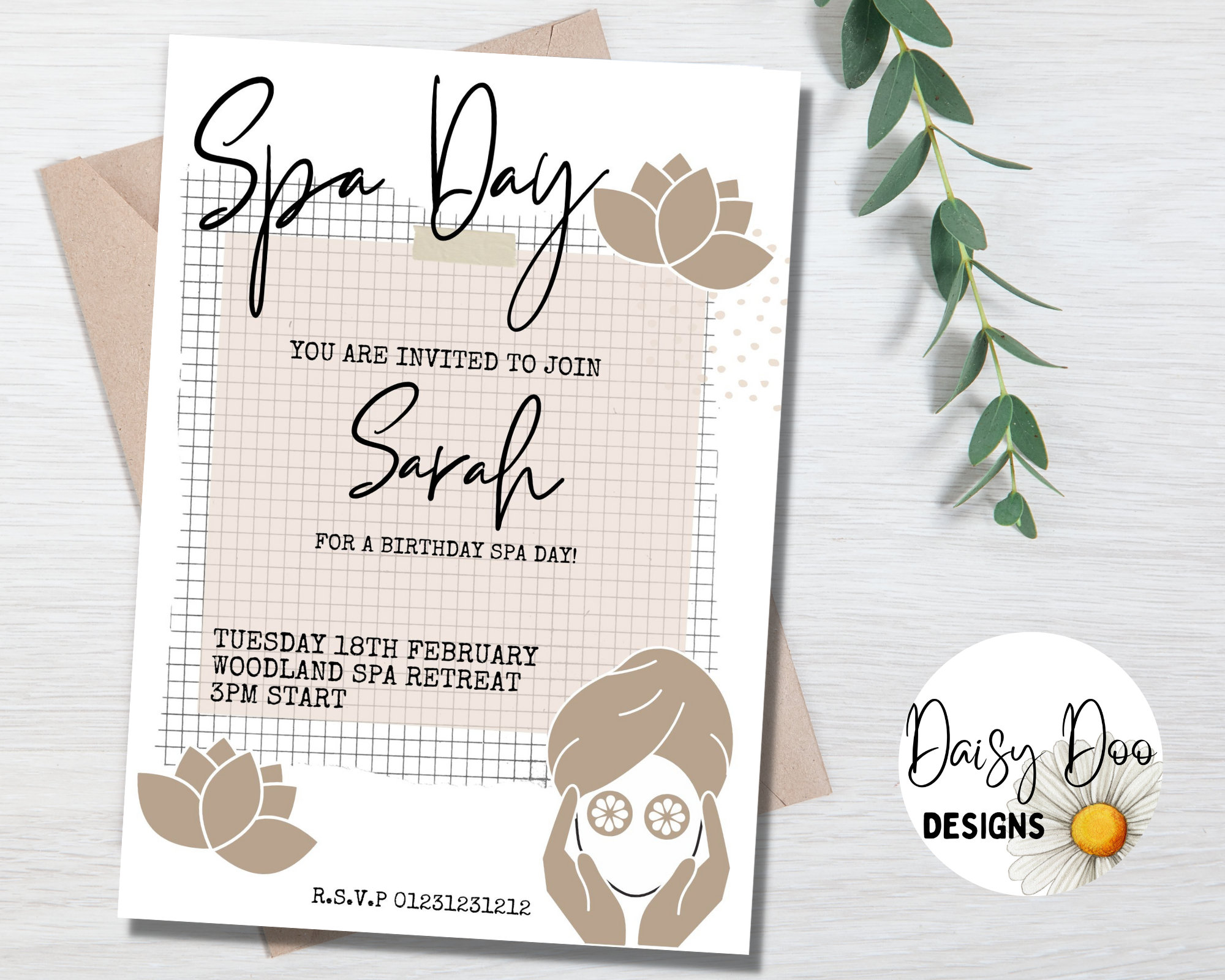 Spa Party Invitation Adult, Spa Party Invitation Template, Spa Party ...