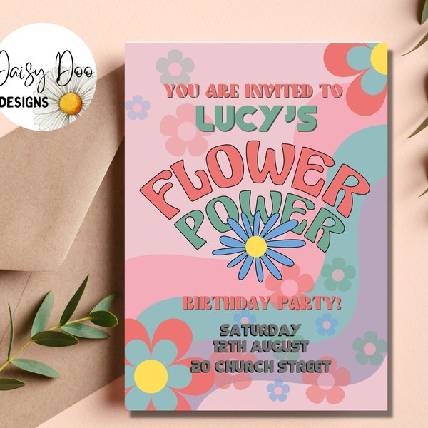 Flower Power Birthday Invite - Etsy