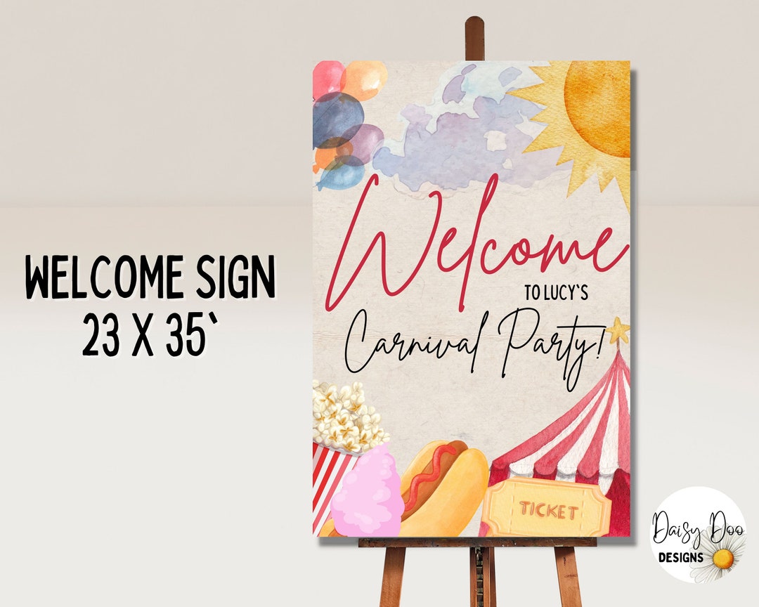 Carnival Welcome Sign, Circus Welcome Sign, Carnival Birthday Theme ...