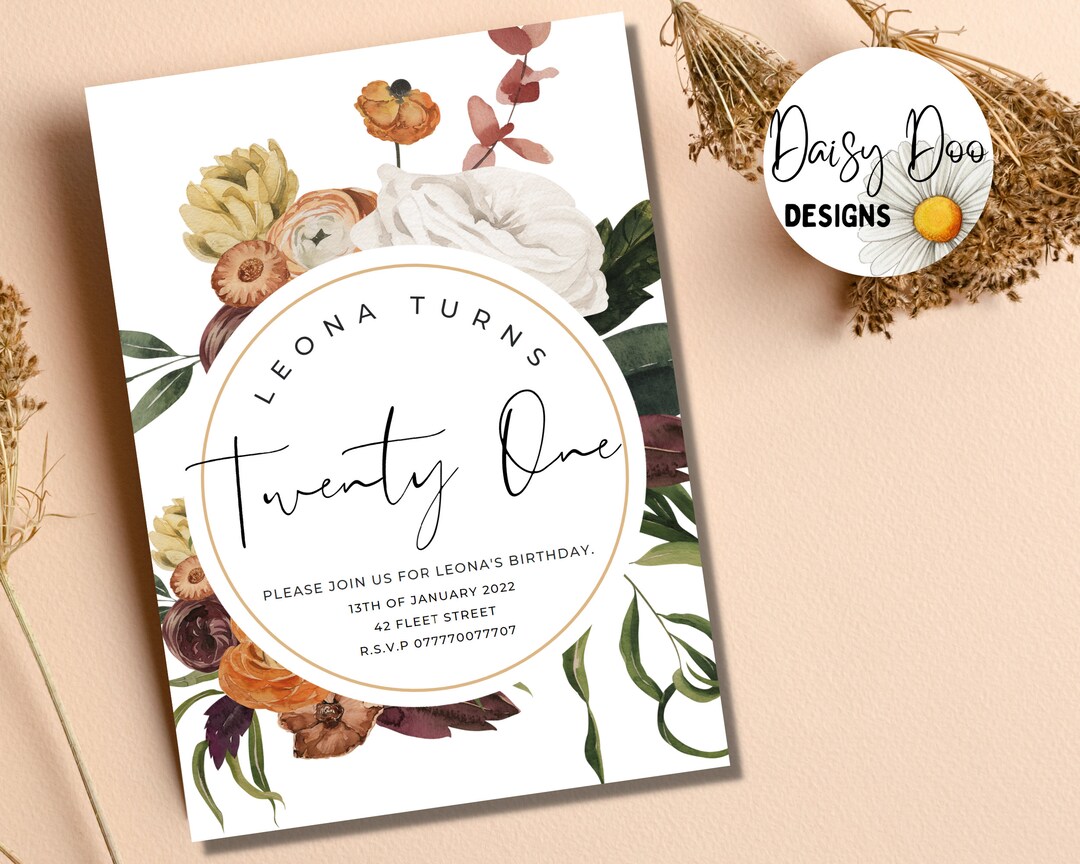 21st Birthday Invitation, 21st Birthday Party Invitations, 21 Birthday ...