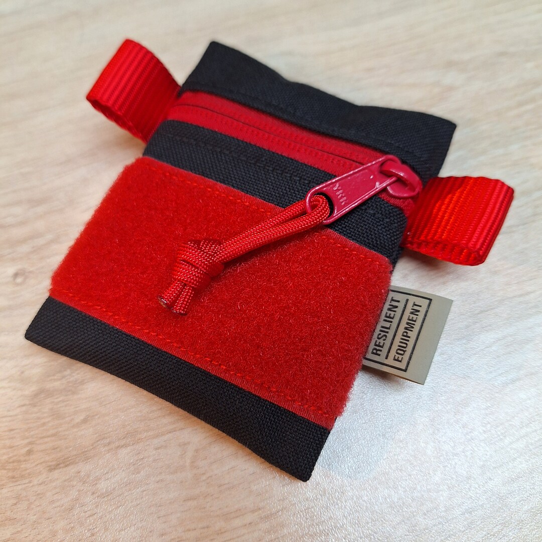 Black Mini Nylon Pouch: Red YKK Zip & Loop - Etsy