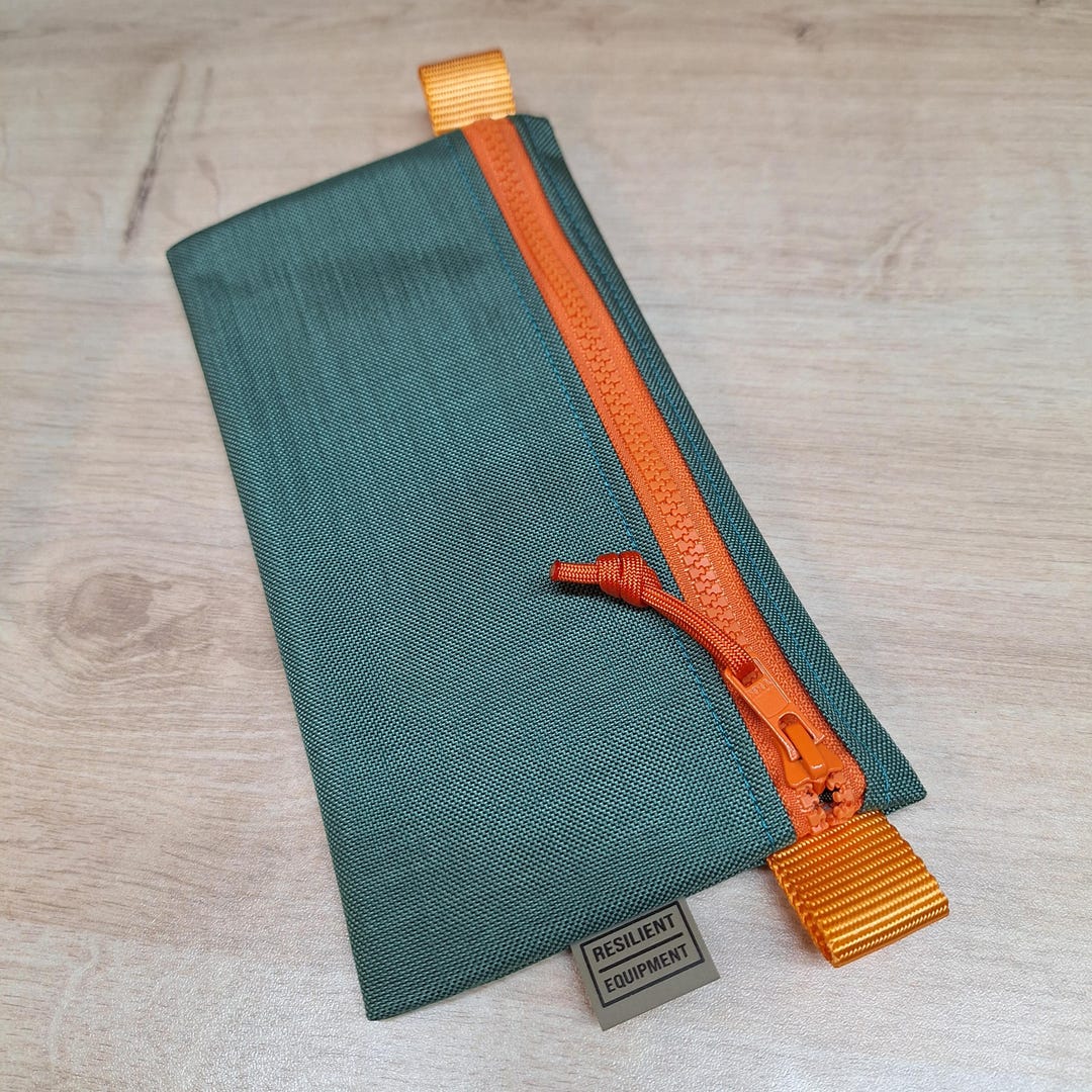 Bronze Green License Pouch With Orange Zip and Lining - Etsy
