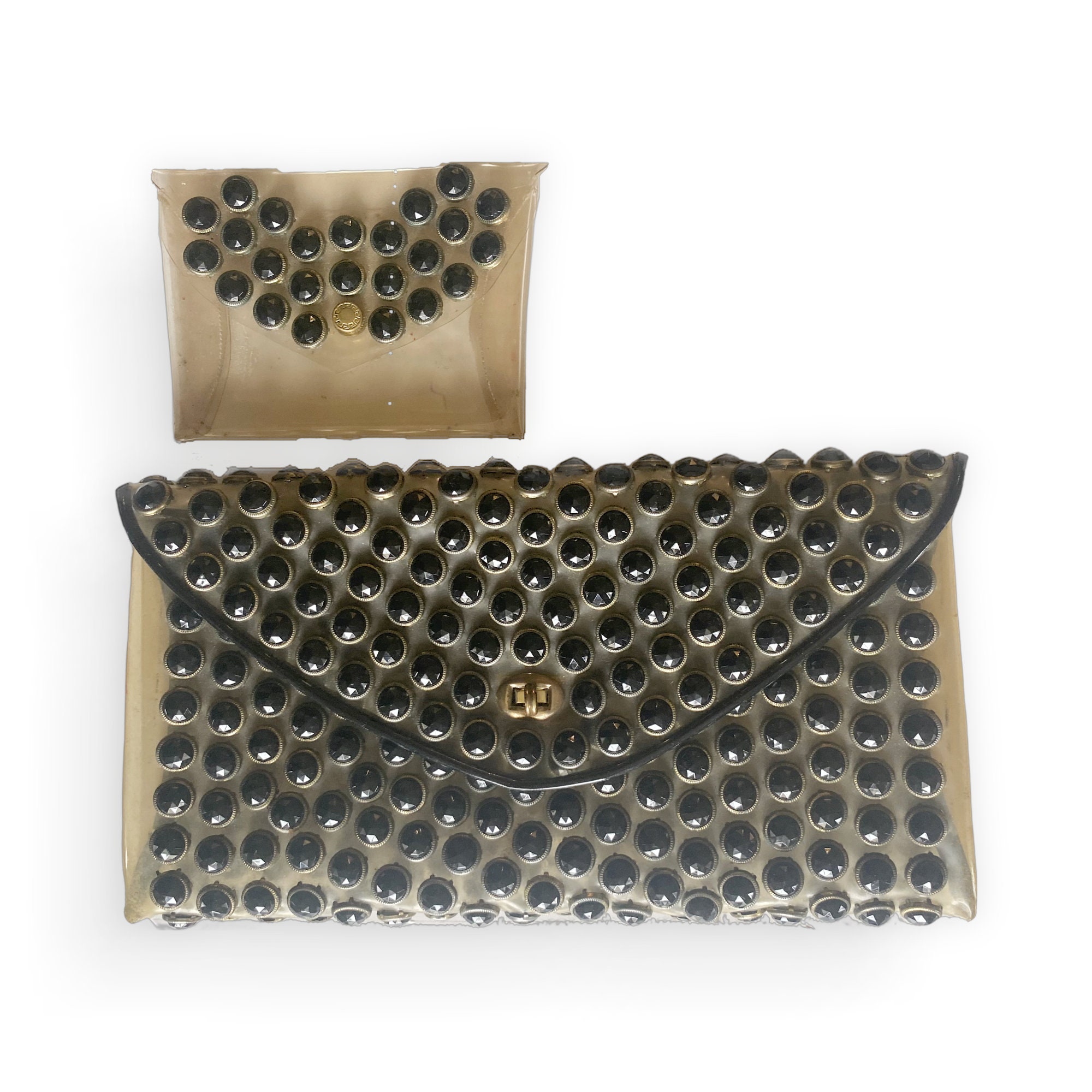 Vintage Clear Plastic Change Purse With Black Rhinestones. 1950 - Etsy