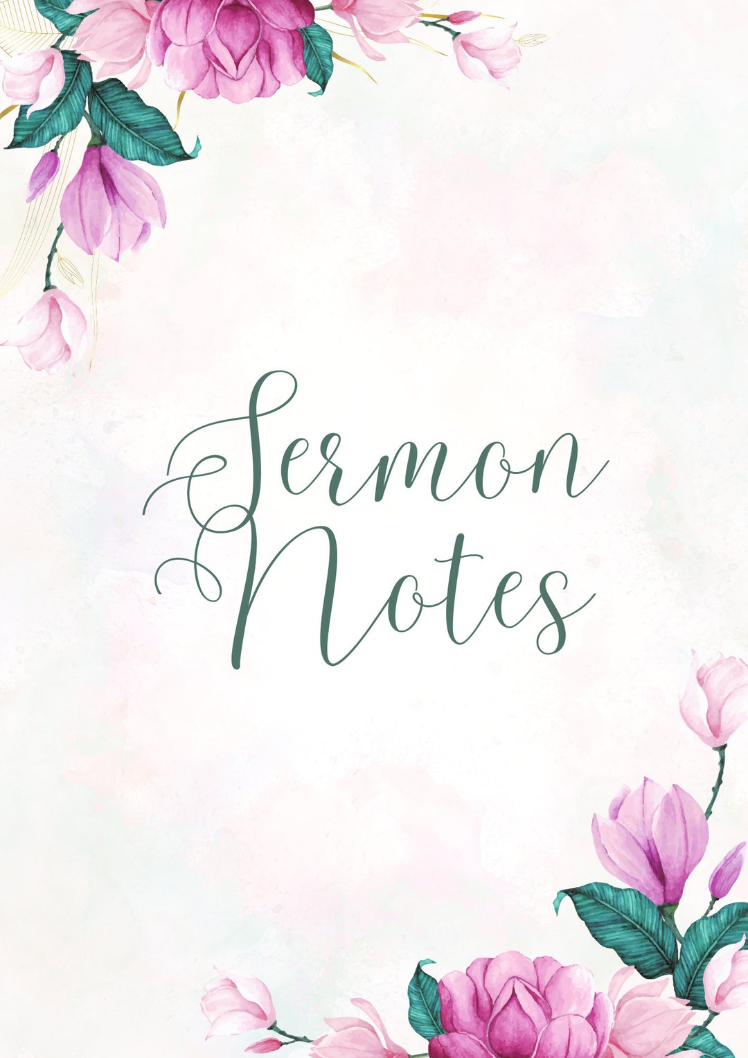 Sermon Notes (floral Cover Design) - Etsy