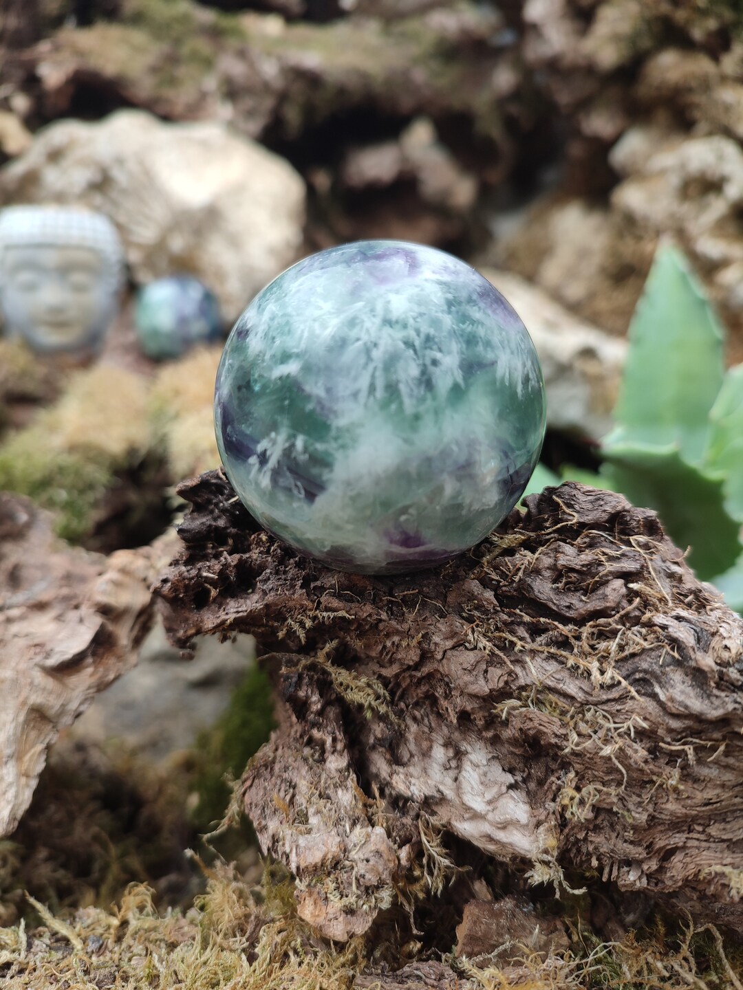 Snowflake Fluorite Featherfluorite Sphere Crystal Point - Etsy
