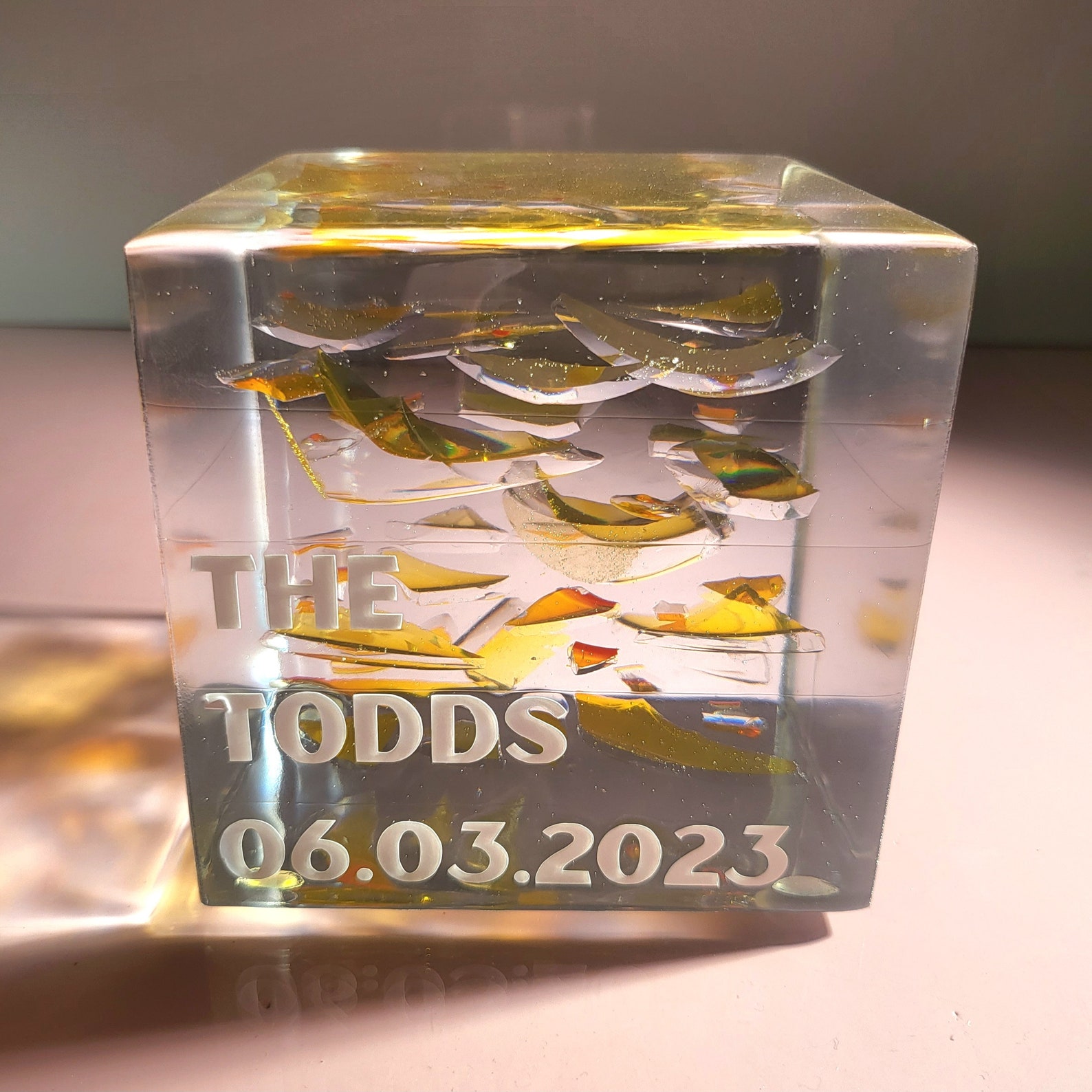 Chuppah Smash Glass Cube Preservation Jewish Wedding Resin Art Piece ...