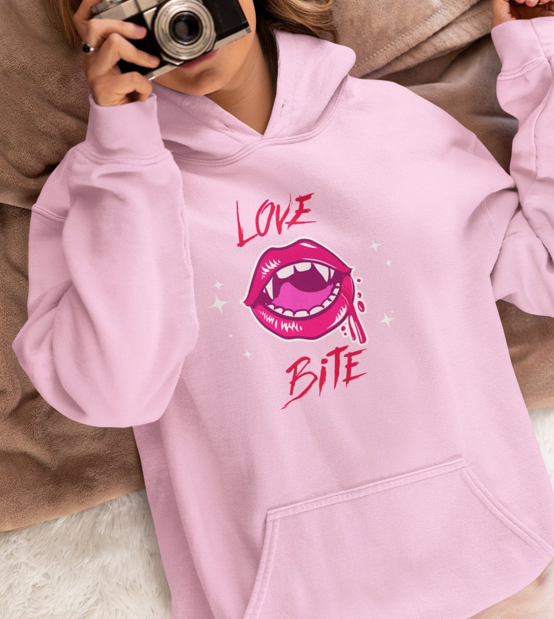 Love Bite Unisex Sweatshirt, Red Lips Vampire Teeth Blood Dripping ...