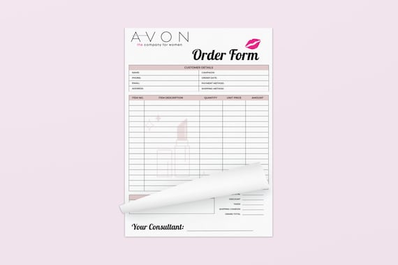 AVON Pink Order Form Order Tracker Template AVON Printable - Etsy