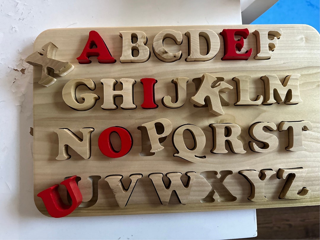 Kids Handmade Alphabet Puzzle With Colored Vowels Puzzle Learning ...