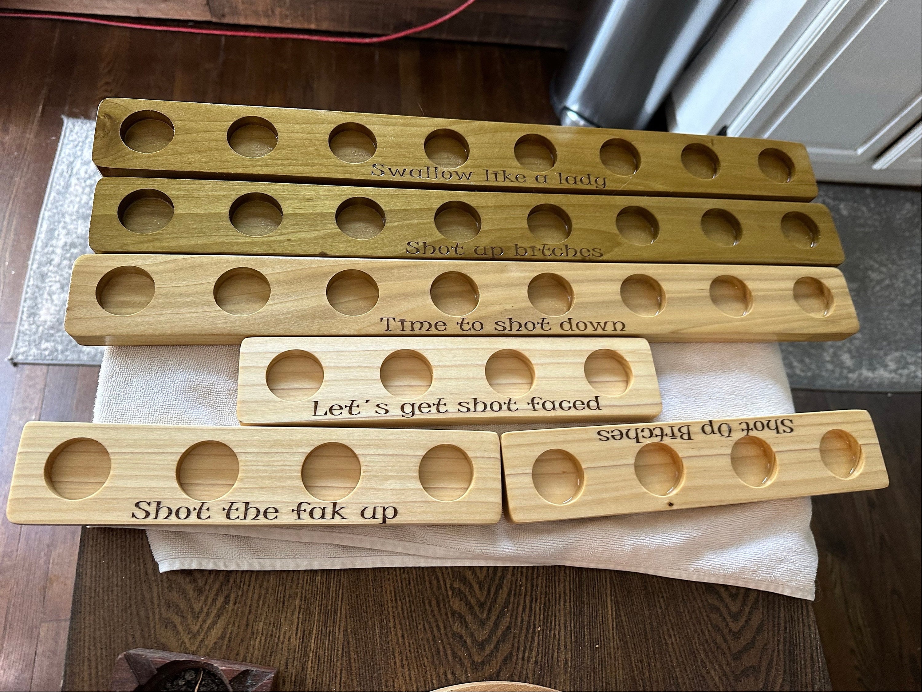 Shot Flights, Shot Trays 3-9 Holes Hand Made From Solid Hardwood - Etsy