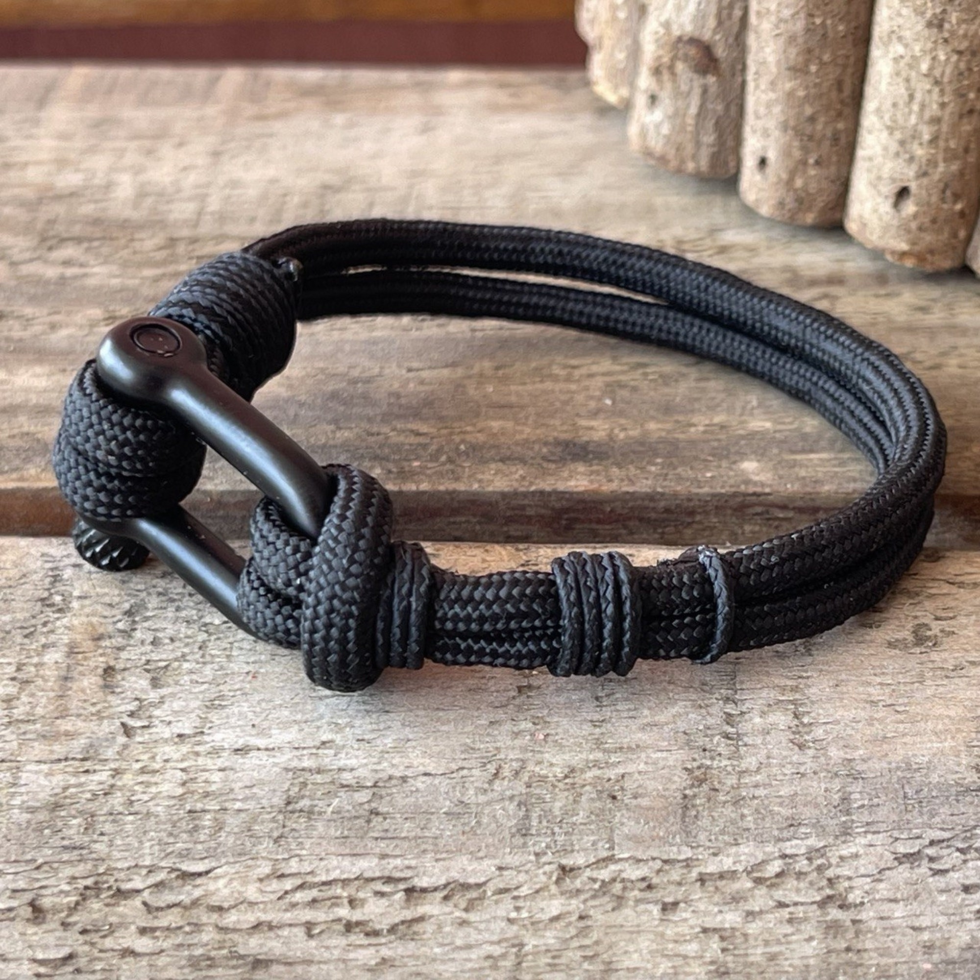Black Shackle Bracelet Unisex Adjustable Bracelet for Man - Etsy