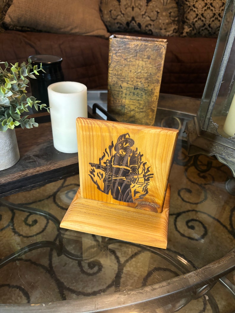 Fire Department Desk Plaque—reversible—fireman on One Side With a ...
