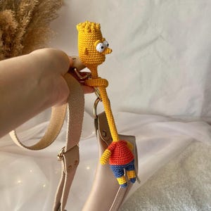 Handmade Bart Simpson Keychain – Funny Crochet Gift for Simpsons Fans ...