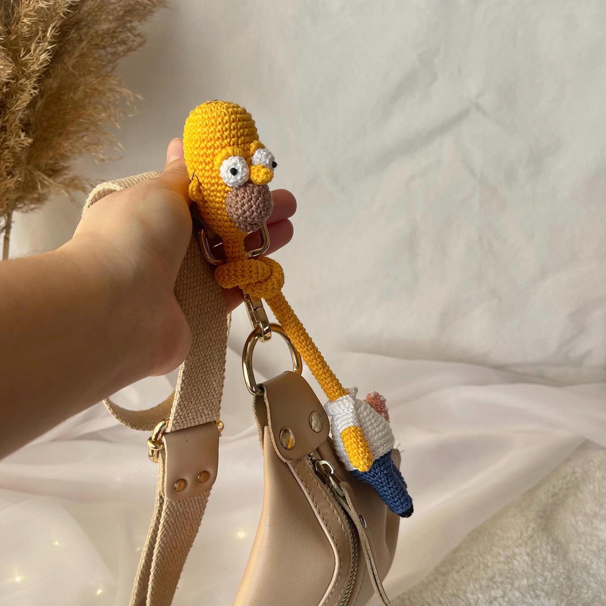 Custom Homer Simpson Keychain - Crochet Cartoon Keyring - Etsy