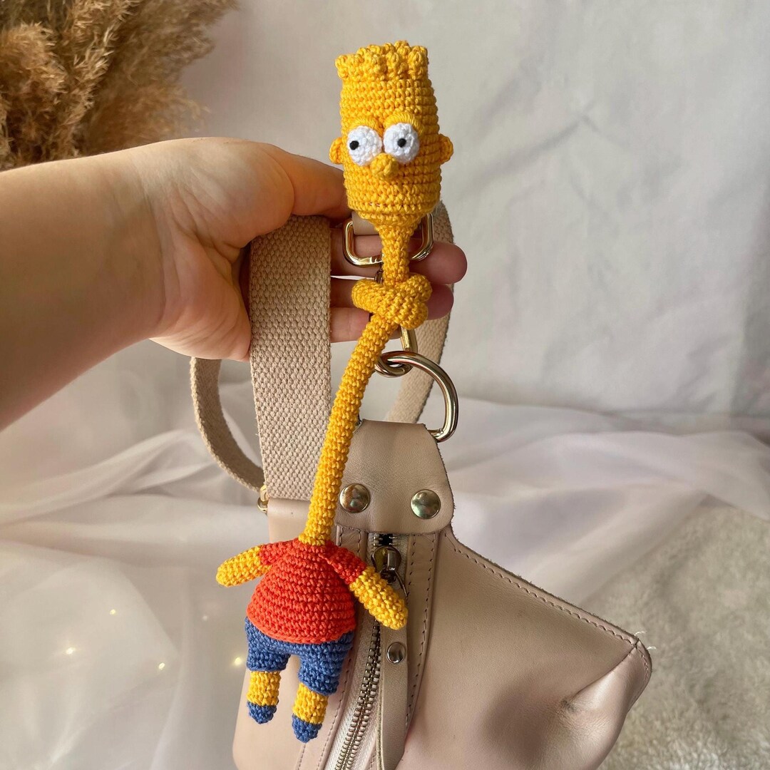 Handmade Bart Simpson Crochet Keychain – the Simpsons Gift – Custom ...