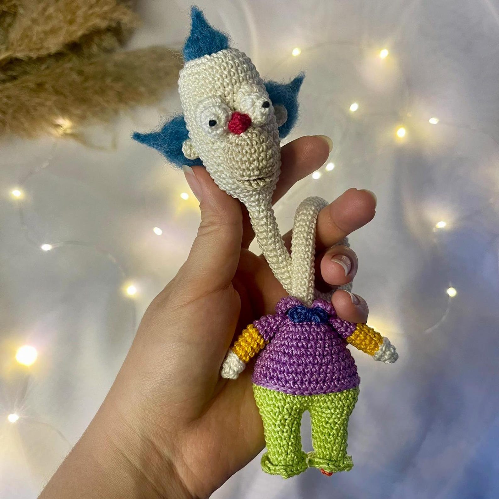 Crochet Krusty the Clown Keychain - Simpsons Character - Fun Bag Charm ...