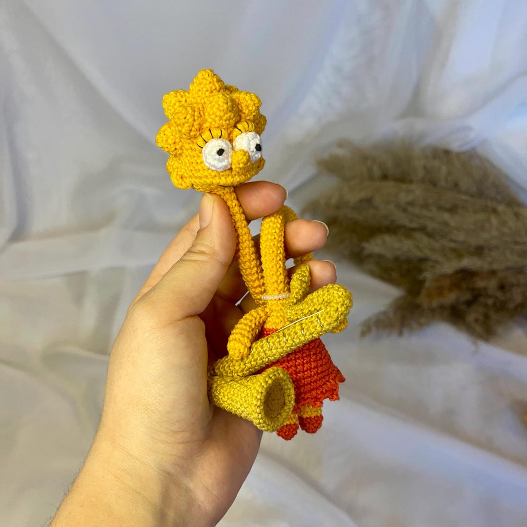 Lisa Simpson Keychain - Handmade Crochet Amigurumi Character for ...