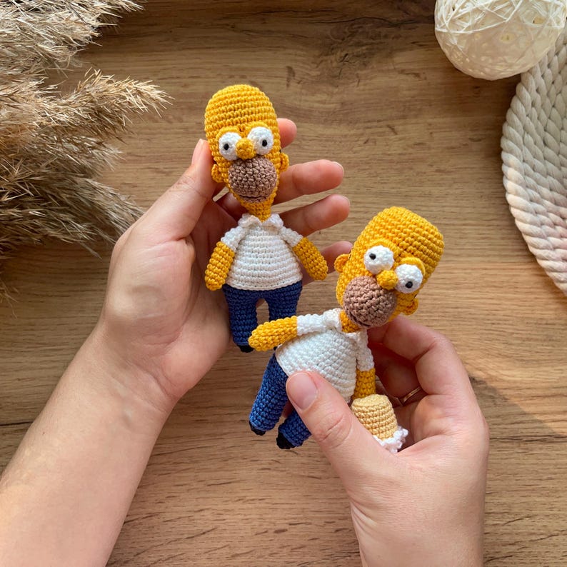 Handmade Homer Simpson Keychain With Carabiner – Funny Crochet Gift for ...