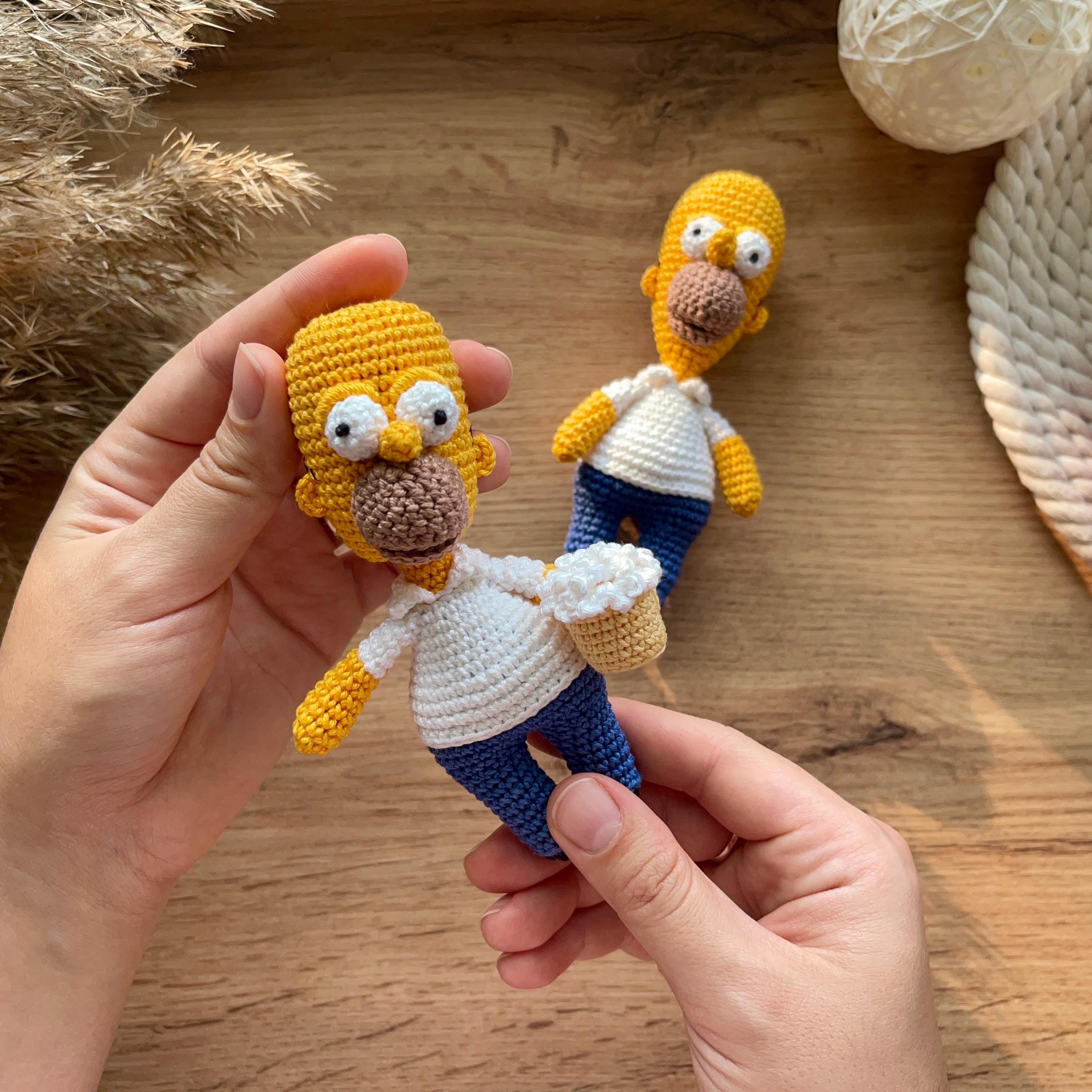 Handmade Homer Simpson Keychain With Carabiner – Funny Crochet Gift for ...