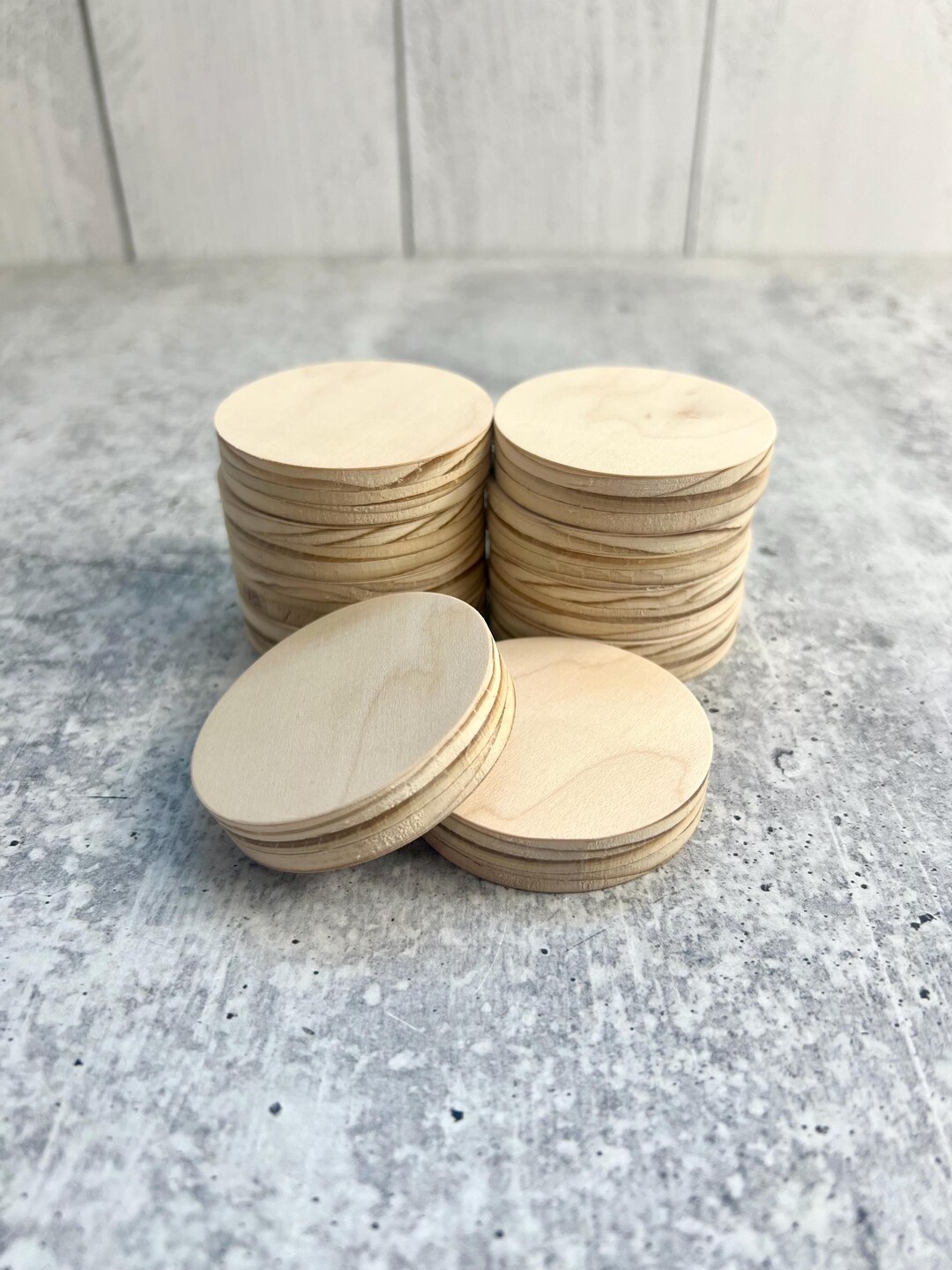 10 Wood Circles - 2.125" - 1/2 Inch Thick - Unfinished Birch Circle ...