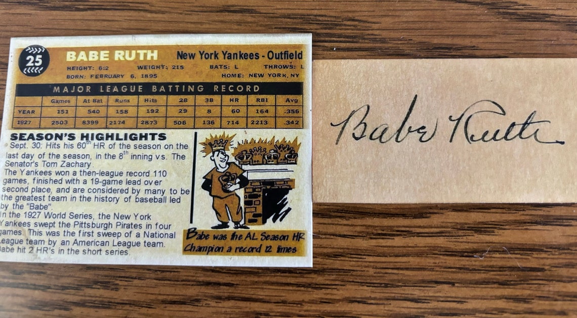 Babe Ruth 25 and Babe Ruth Mini Tobacco 151 W/ Signature - Etsy