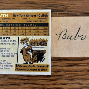 Babe Ruth 25 and Babe Ruth Mini Tobacco 151 W/ Signature - Etsy